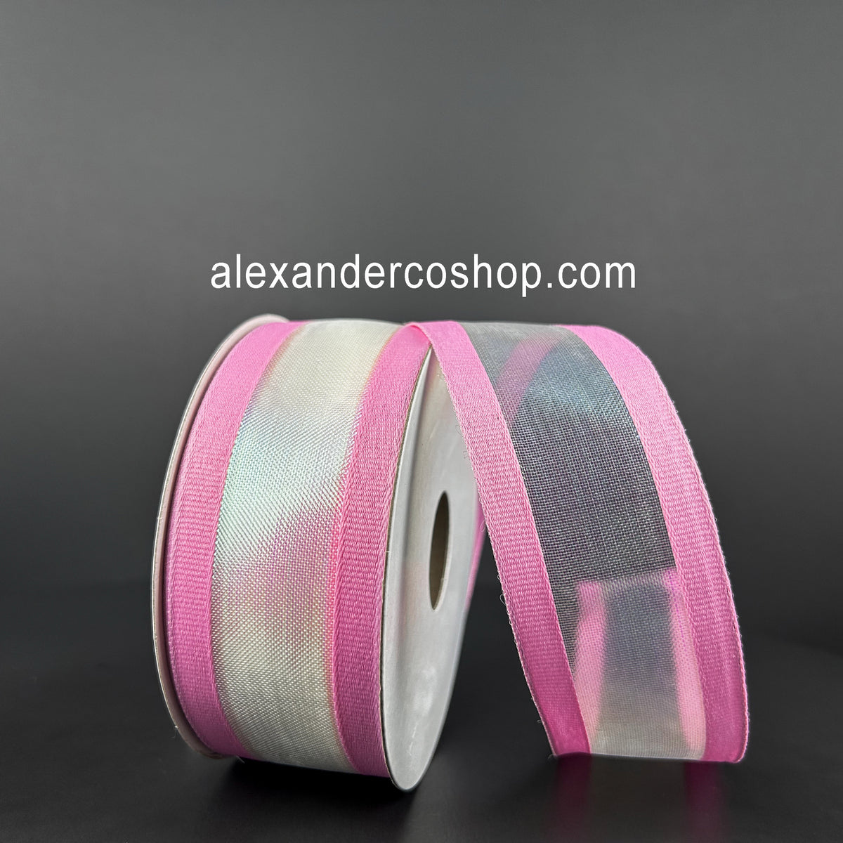 1.5" x 10 yd Super Iridescent Sheer/Pink Edge Wired Ribbon – Alexander ...