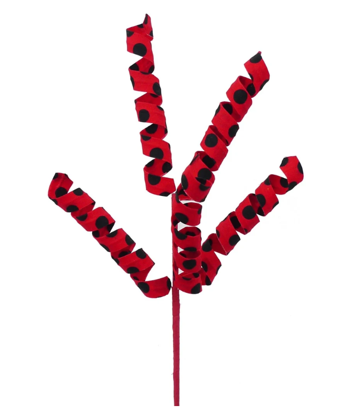 16" Red with Black Polka Dot Curly Spray – Alexander and Company