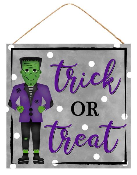 10"Sq Trick Or Treat W/Frankenstein Sign – Alexander and Company
