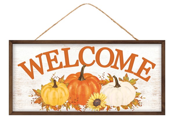 12.5"L x 6"H Welcome W/Pumpkins Sign – Alexander and Company
