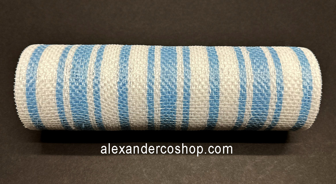 10" x 10yd White/Light Blue Ticking Fabric Mesh – Alexander and Company
