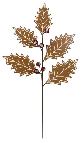 25"L Gingerbread Holly Leaf Spray – Alexander and Company