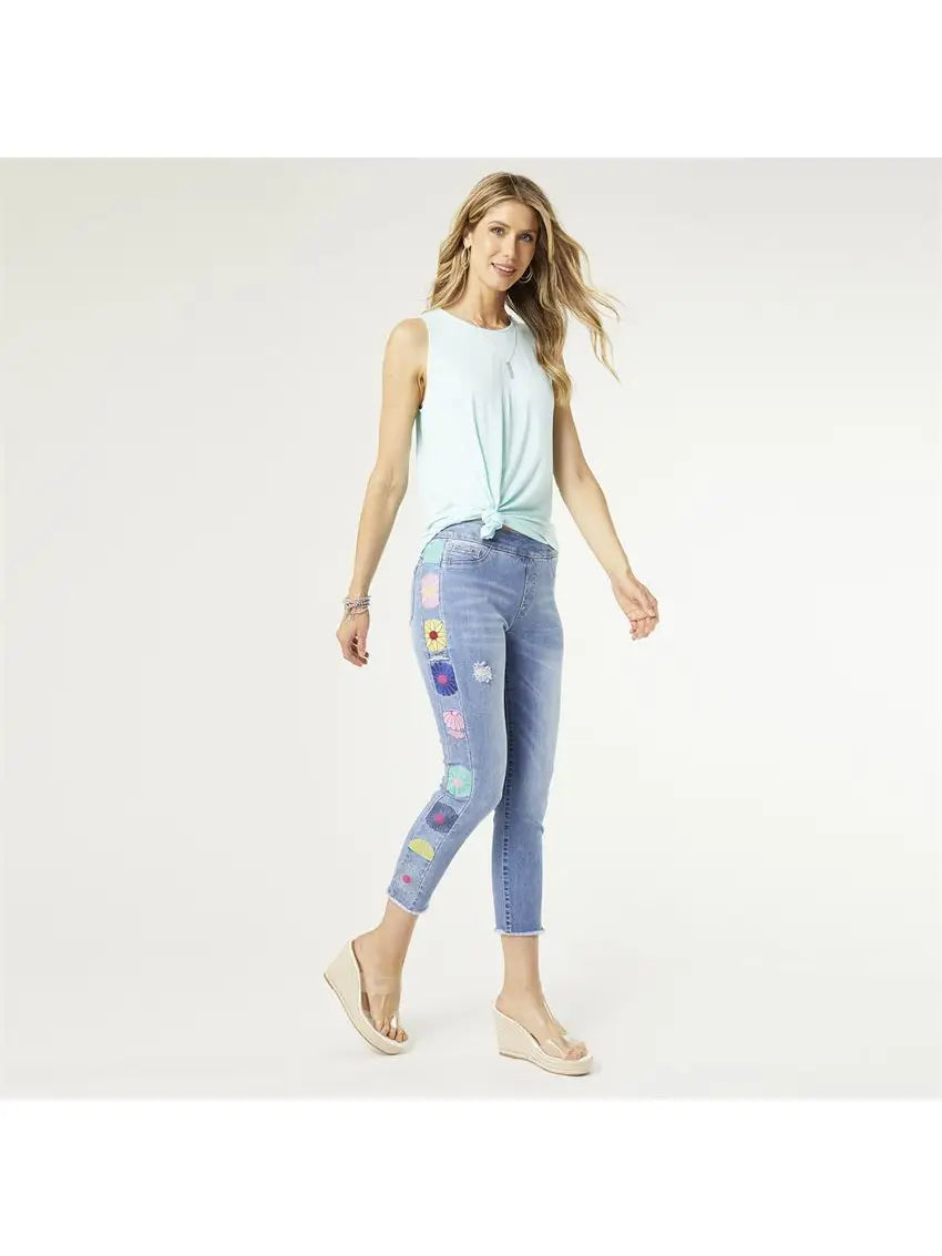 OMG Skinny Capri Jeans with Floral Side Embroidery – Alexander and Company